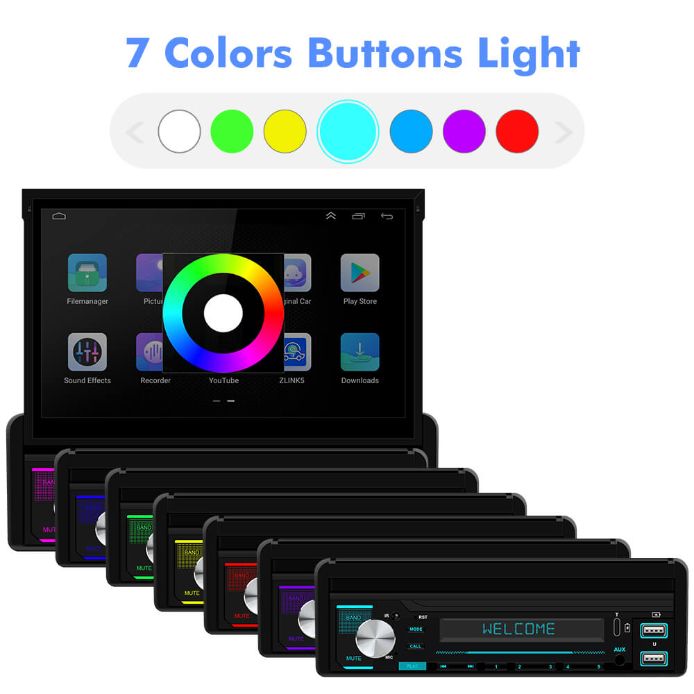 ISUDAR 1 Din Android 10 Car Radio 7" Retractable Screen Multimedia ...