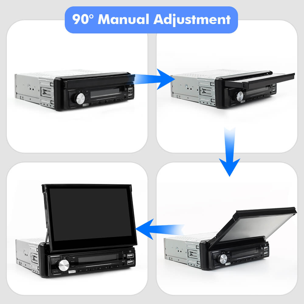 ISUDAR 1 Din Android 10 Car Radio 7" Retractable Screen Multimedia Video Player Carplay Android ...