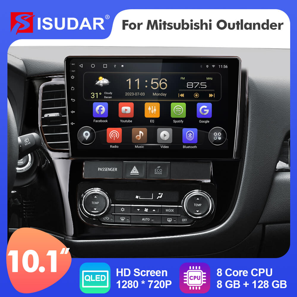T72 Android 12 QLED Car Radio Tape Recorder For Mitsubishi Outlander 3 ...