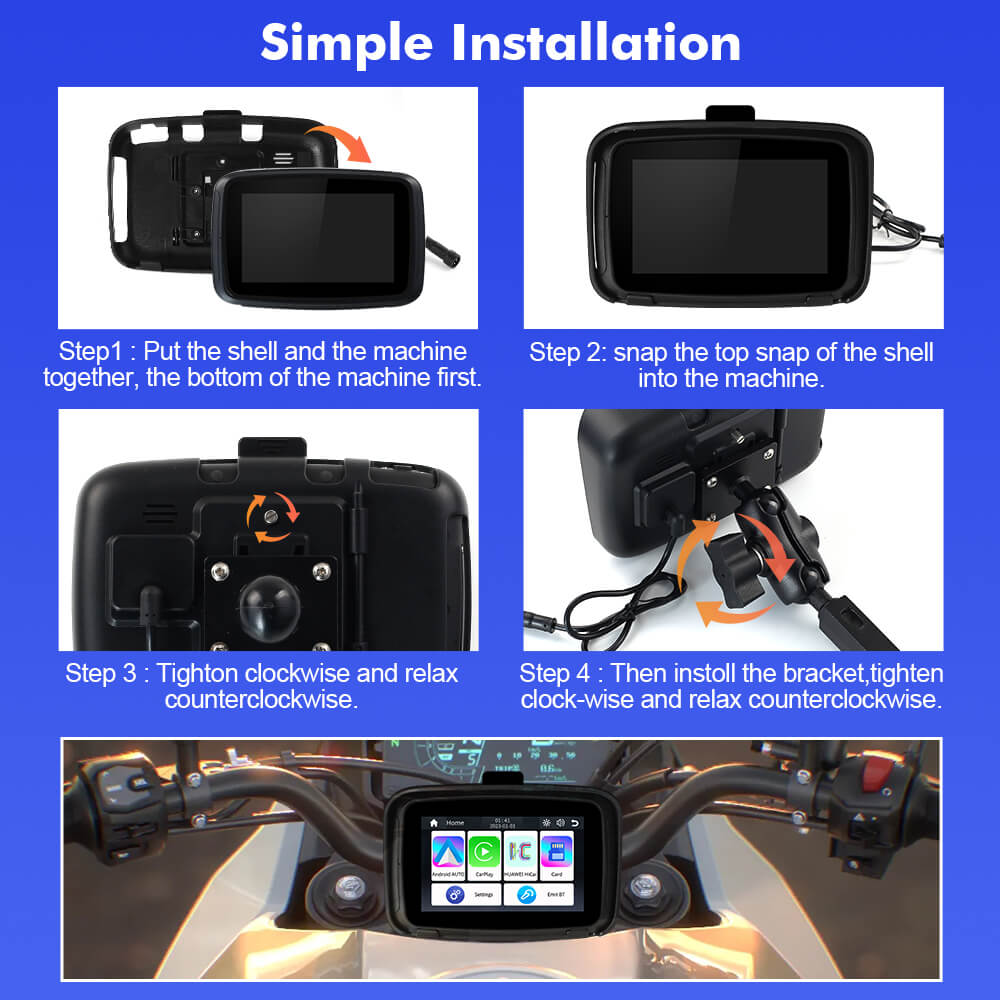 Wireless Apple Portable Carplay Motorcycle Android Auto, 5'' IPS Touch ...