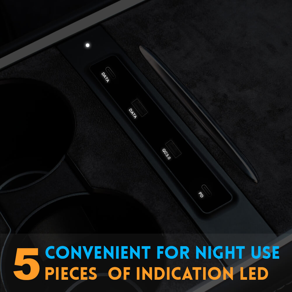 ISUDAR USB HUB For 2021 Tesla Model 3 Model Y USB Splitter Docking ...