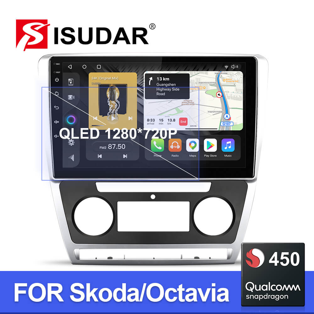 Qualcomm Android 10 8 Core 4G Car Auto Radio For Skoda Octavia A5 2008-2013 Apple carplay ...